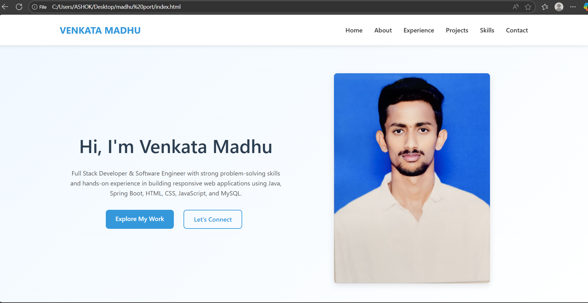 Venkata Madhu | Full Stack Developer